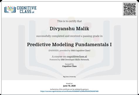 Ibm Cognitive Class Pa0101en Certificate Cognitive Class