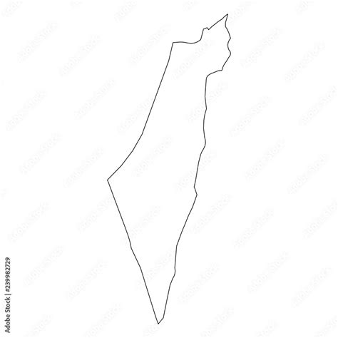 Israel Solid Black Outline Border Map Of Country Area Simple Flat