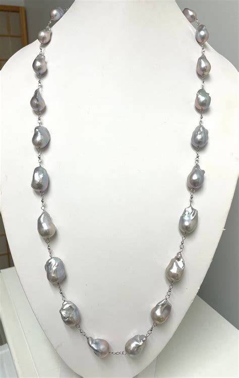 Extra Large Silver Gray Freshwater Pearl Necklace For Sale At 1stdibs