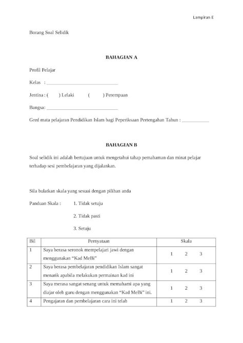 DOCX Borang Soal Selidik DOKUMEN TIPS