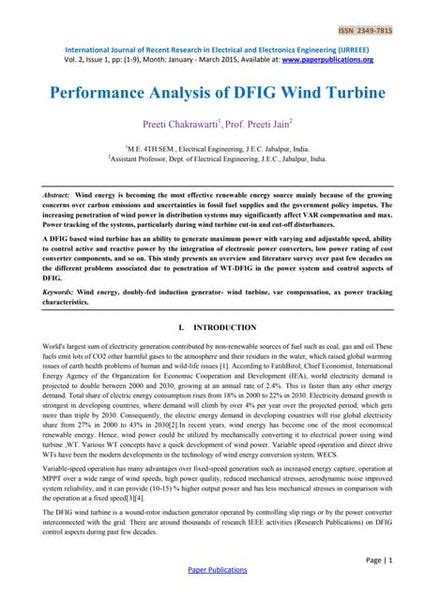 Study Of Characteristics Of Dfig Based Wind Turbine