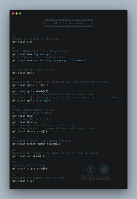 Qirolab 🎉 Git Stash Cheatsheet 🎉 Git Gitcheatsheet