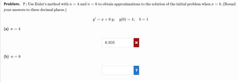 Solved Problem Use Euler S Method With N And N Chegg