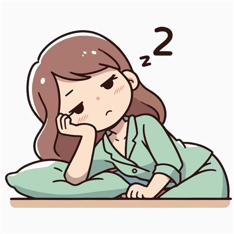 Vector Sonolento Cansado Bocejando Mulher Ilustração De Desenho Animado
