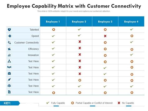 Employee Capability Matrix With Customer Connectivity Presentation Graphics Presentation