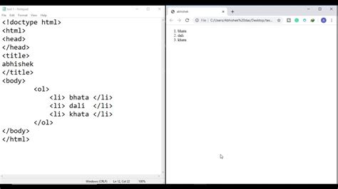 Html Tutorial 4 Ordered Lists And Unordered Lists Youtube