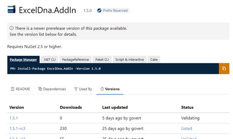 exceldna addin 1 5 1 missing in nuget · issue 420 · excel dna exceldna