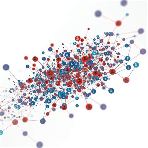 An Abstract Network Visualization Featuring Interconnected Nodes Red And Blue Stock