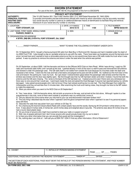 Free Printable Sworn Statement Templates Word Pdf For Construction