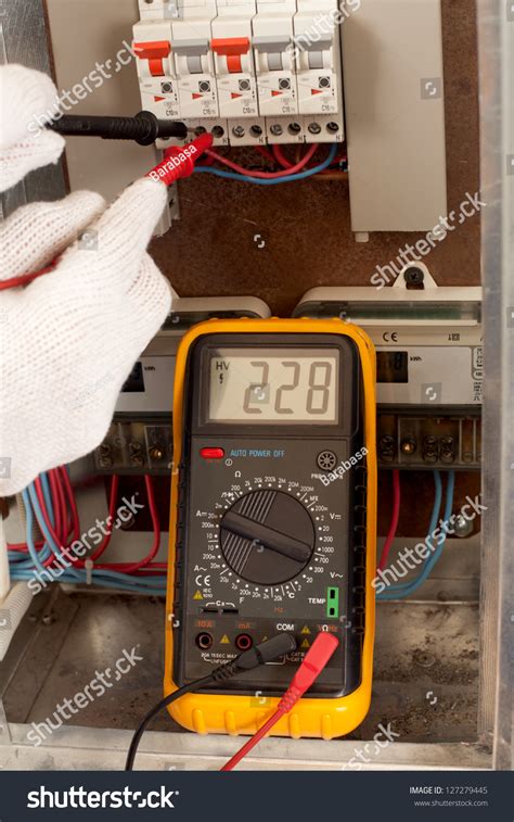 Electrician Checking Fuse Box Digital Multimeter 스톡 사진 Shutterstock
