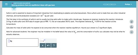 Solved O Kinetics And Equilibrium Solving Problems That Mix