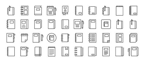 얇은 아이콘의 노트북 팩입니다 편집 가능한 스트로크 웹 사이트 책 카드 앱에 적합 계획에 대한 스톡 벡터 아트 및 기타 이미지 계획 공부 과학 Istock