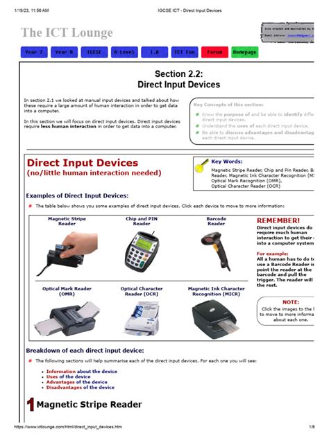Igcse Ict Direct Input Devices Pdf