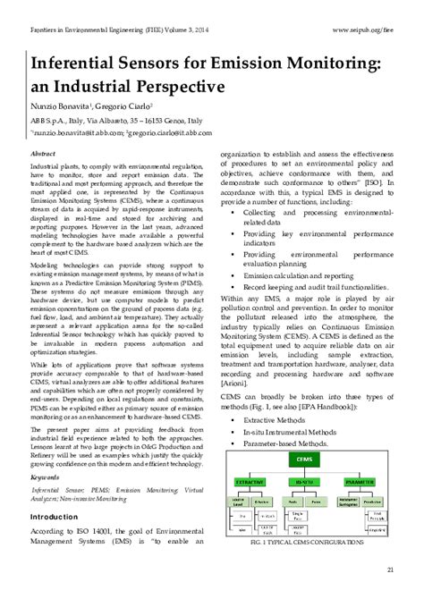 pdf inferential sensors for emission monitoring an industrial perspective