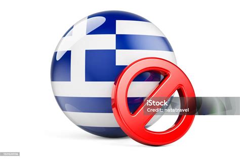 그리스 국기와 금지 된 기호 그리스 개념금지 흰색 배경에 격리된 3d 렌더링 0명에 대한 스톡 사진 및 기타 이미지 0명 격리 경계 Istock