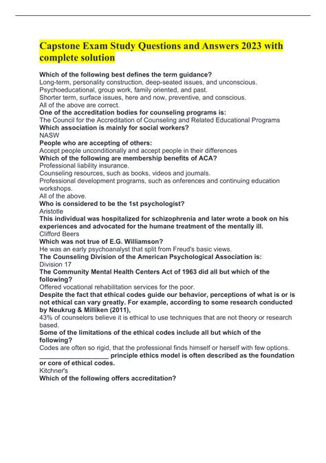Capstone Exam Study Questions And Answers 2023 With Complete Solution