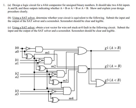solved 1 a design a logic circuit for a 4 bit comparator