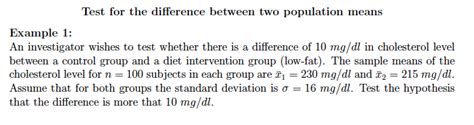 Solved Test For The Difference Between Two Population Means