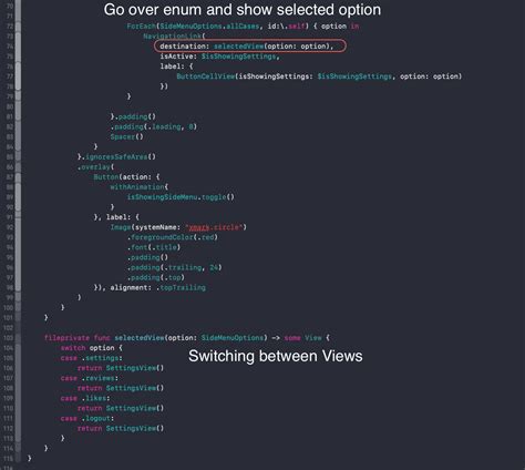 help with navigationlink i made an enum with 4 options i am trying to show selected view