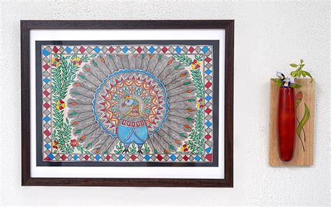 Buy Peacock Madhubani Painting A3 Size Frame Online Indic Inspirations