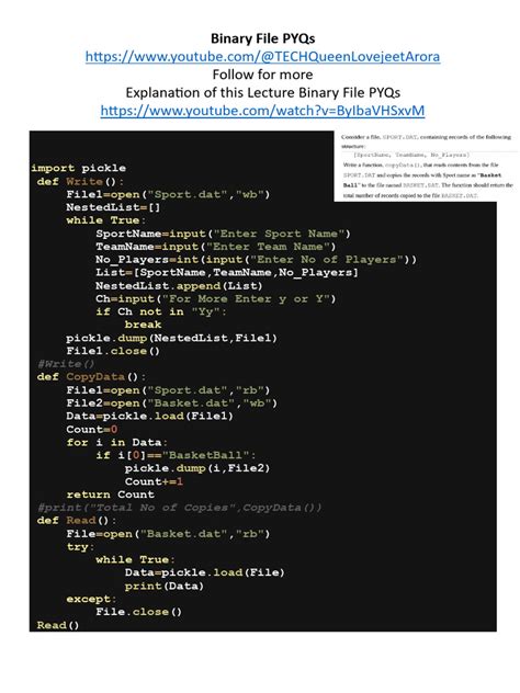 Pyqs On Binary File Qs 23 March Pdf