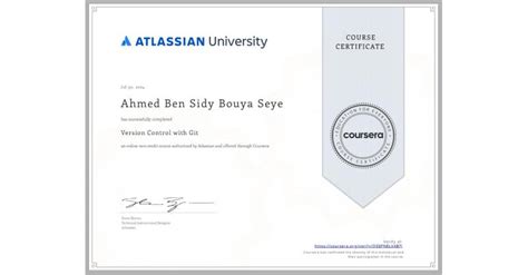 Completion Certificate For Version Control With Git Ahmed Ben Sidy