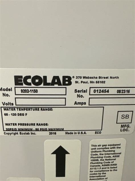 Ecolab Oxycide 9202 1150 Dilution Management System For Sale