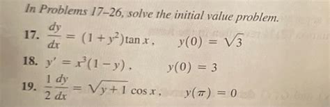 Solved In Problems 17 26 Solve The Initial Value Problem