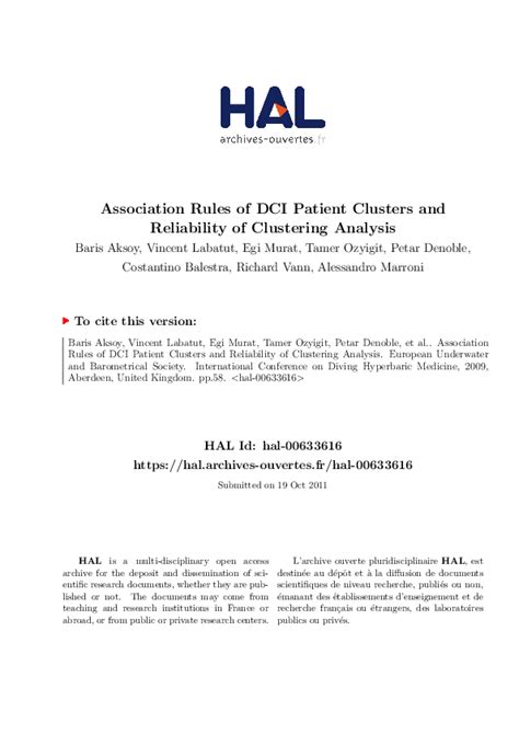 Pdf Association Rules Of Dci Patient Clusters And Reliability Of Clustering Analysis