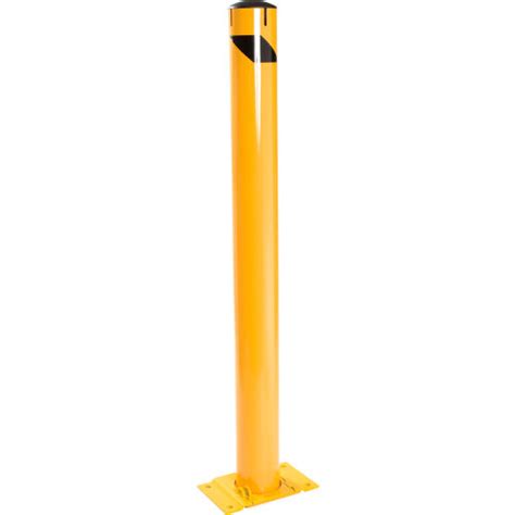 Steel Safety Bollard W Removable Base And Cap 5 5d X 48h