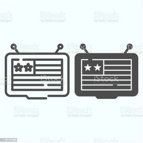 텔레비전 라인과 글리프 아이콘입니다 흰색에 격리 안테나 벡터 그림 오래된 Tv 미디어 개요 스타일 디자인 웹 및 응용 프로그램을