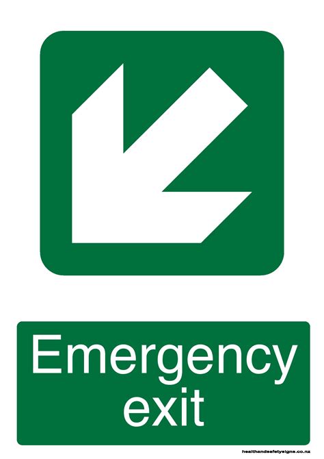 Emergency Exit Down Left Health And Safety Signs
