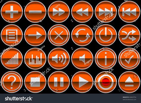 Round Orange Control Panel Icons Buttons Stock Illustration 60843754 Shutterstock