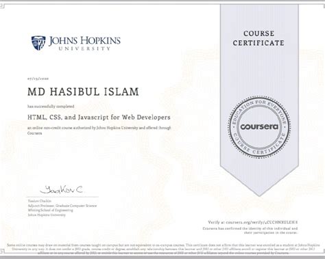 Md Hasibul Islam On Linkedin Finally Completed Html Css And Javascript For Web Developers On