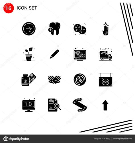 Set Vector Solid Glyphs Grid Ecology Bread Gesture Finger Editable Stock Vector By ©flatart