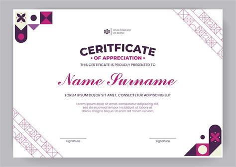 Premium Vector Certificate Template Geometric Pattern Design Purple