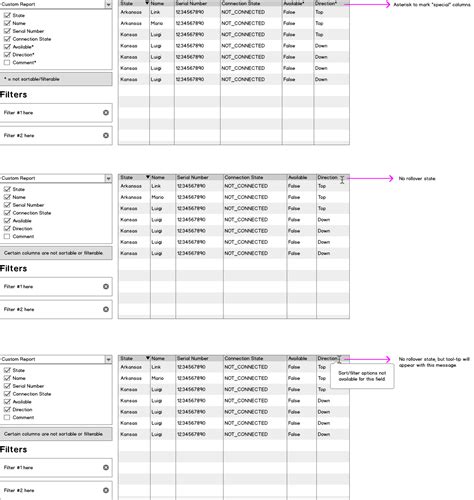 Filter How To Indicate That Certain Columns Are Not Sortable Filterable User Experience