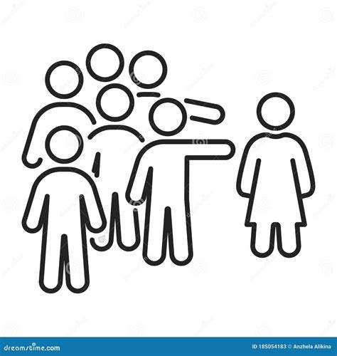 Social Bullying Black Line Icon Harassment Social Abuse And Violence