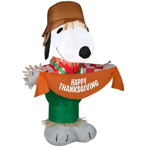 Peanuts 4 Snoopy Pilgrim Inflatable Yard Decorations For Outdoor