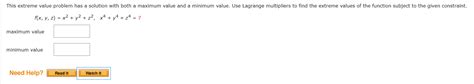 Solved F X Y Z X2 Y2 Z2 X4 Y4 Z4 7 Maximum Value Minimum