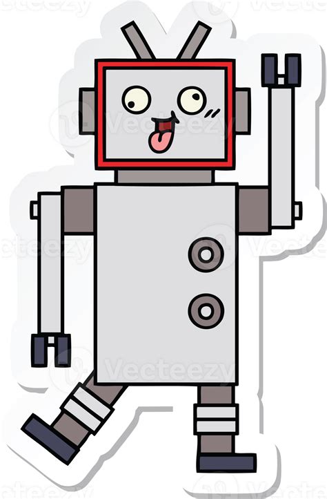 Sticker Of A Cute Cartoon Crazy Robot 42550077 Png