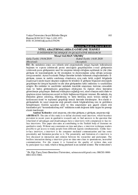 Pdf E Interview Technique In Qualitative Research