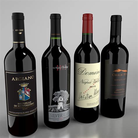 와인 레드 병 Set2 3d 모델 8 Blend Fbx Obj Free3d