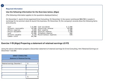 solved exercise 1 19 algo ﻿preparing a statement of