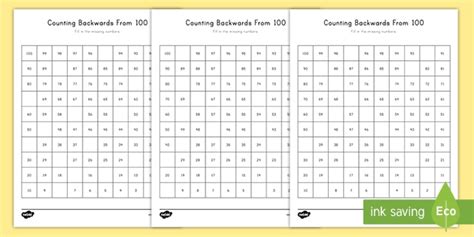 How To Teach Counting Backwards From 100 Counting Activity