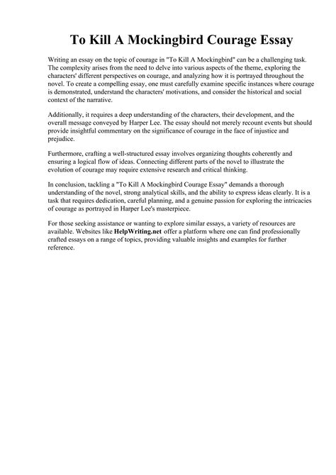 To Kill A Mockingbird Courage Essay Pdf