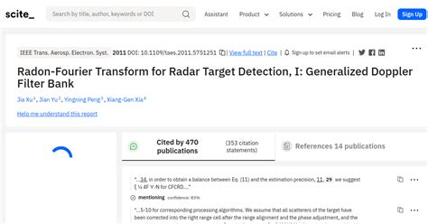 Citation Report Radon Fourier Transform For Radar Target Detection I Generalized Doppler