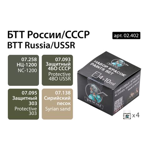 Набор спиртовых красок Jim Scale БТТ России СССР 4 цвета купить с доставкой по выгодным ценам