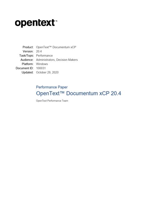 Performance Paper Opentext Documentum Xcp 20 4 Pdf Business Process Management Computing