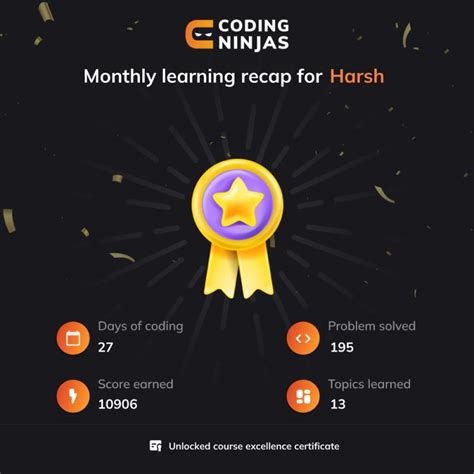 Excited To Share My Coding Ninjas Monthly Learning Recap Harsh Agnihotri